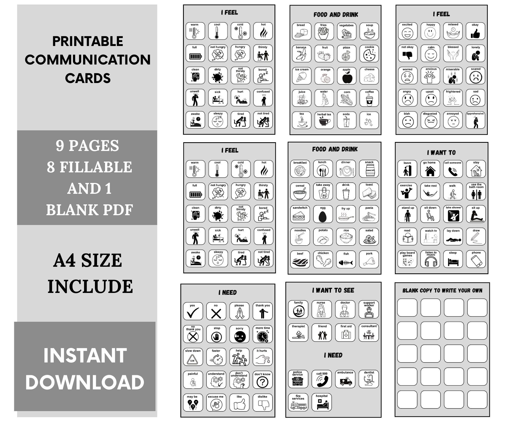 Printable Communication Cards Bundle, Printable Cards for Adults ...