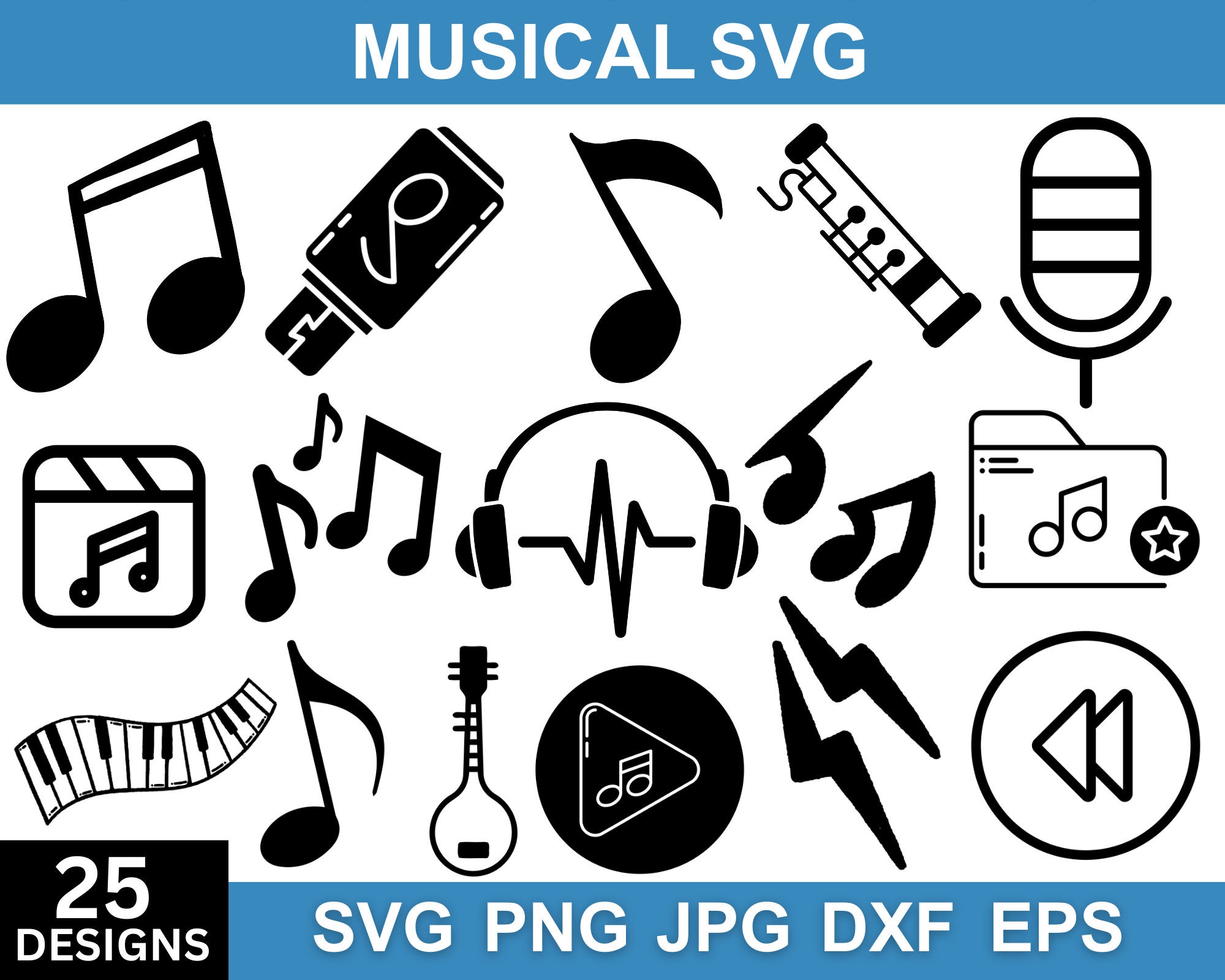 Musical Notes Svg Png Bundle Musical Png Music Clipart - Etsy