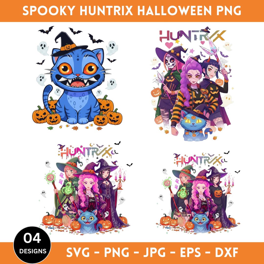 Buy 04 Kpop Huntrix Halloween Png Bundle, Spooky Halloween Huntrix Png ...
