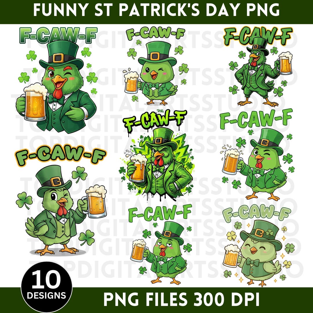 Funny St Patricks Day Rooster Png, F Caw F Sublimation, Angry Chicken ...