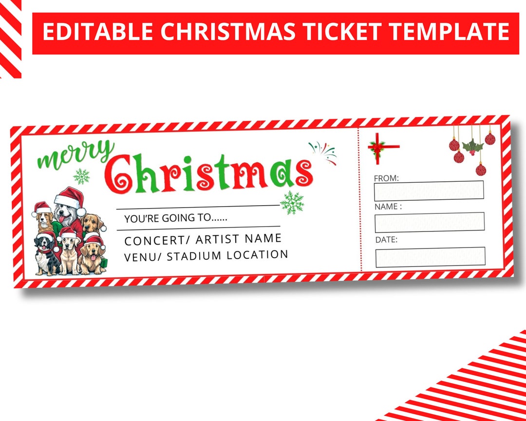 Christmas Concert Ticket, Editable Event Ticket Template, Christmas ...