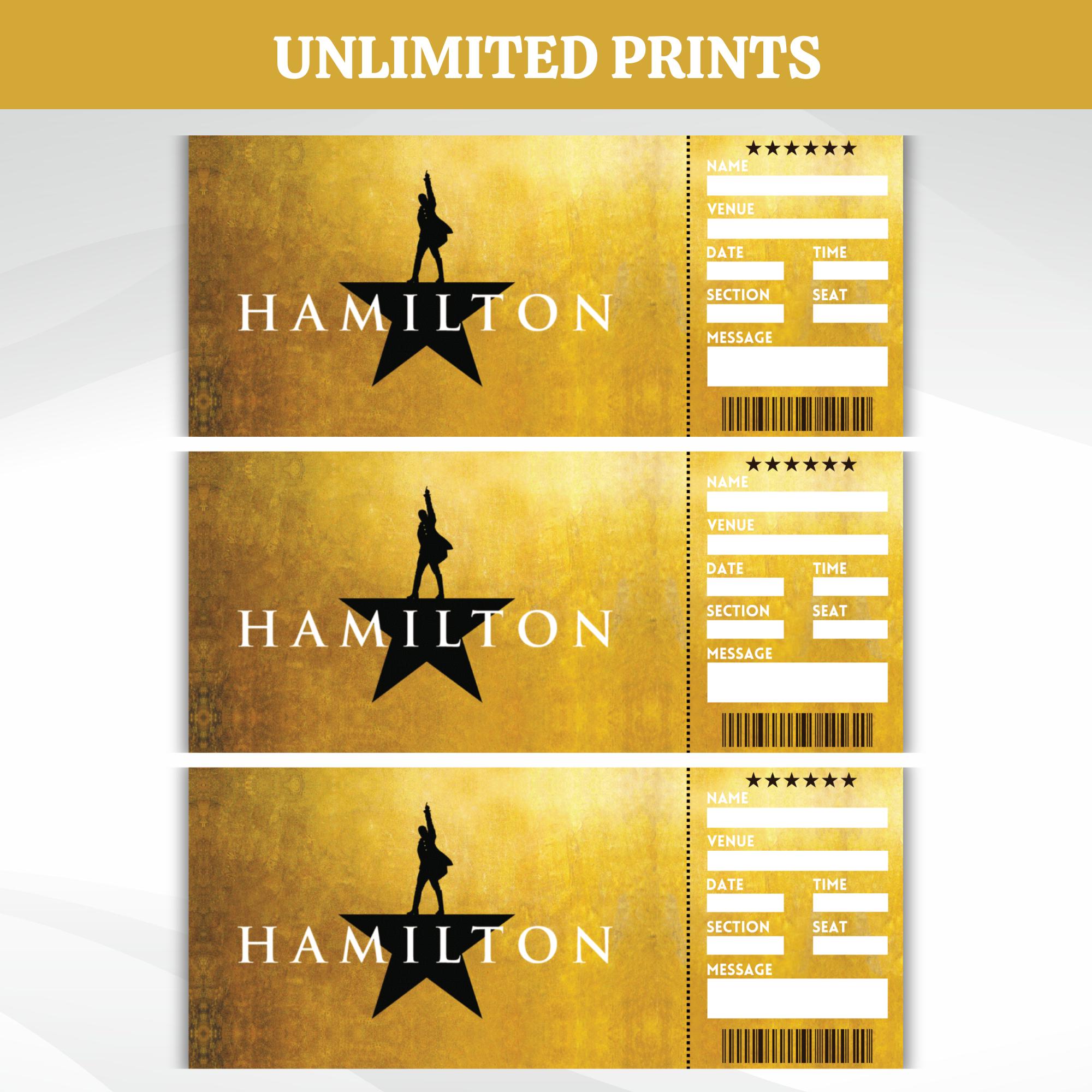 Editable Hamilton Broadway Surprise Ticket Template, Birthday Gift ...