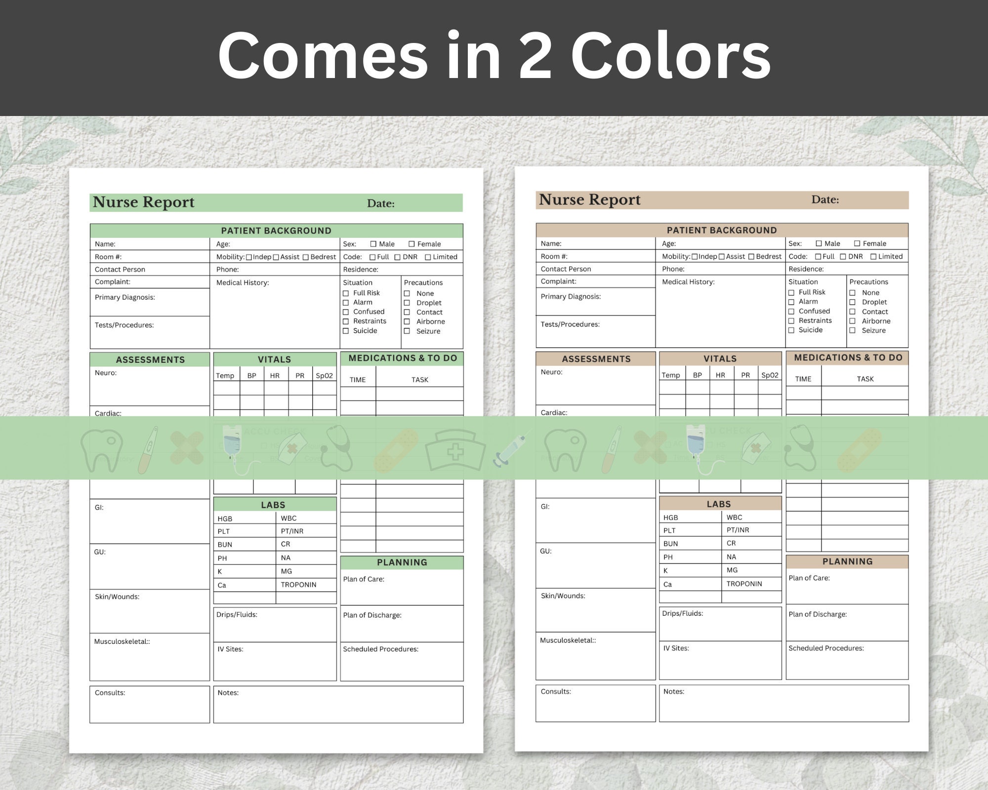 Nursing Report Sheet, Nurse Brain Sheet, Nurse Report Sheet, Rn Report Sheet, Report Sheet, Icu ...