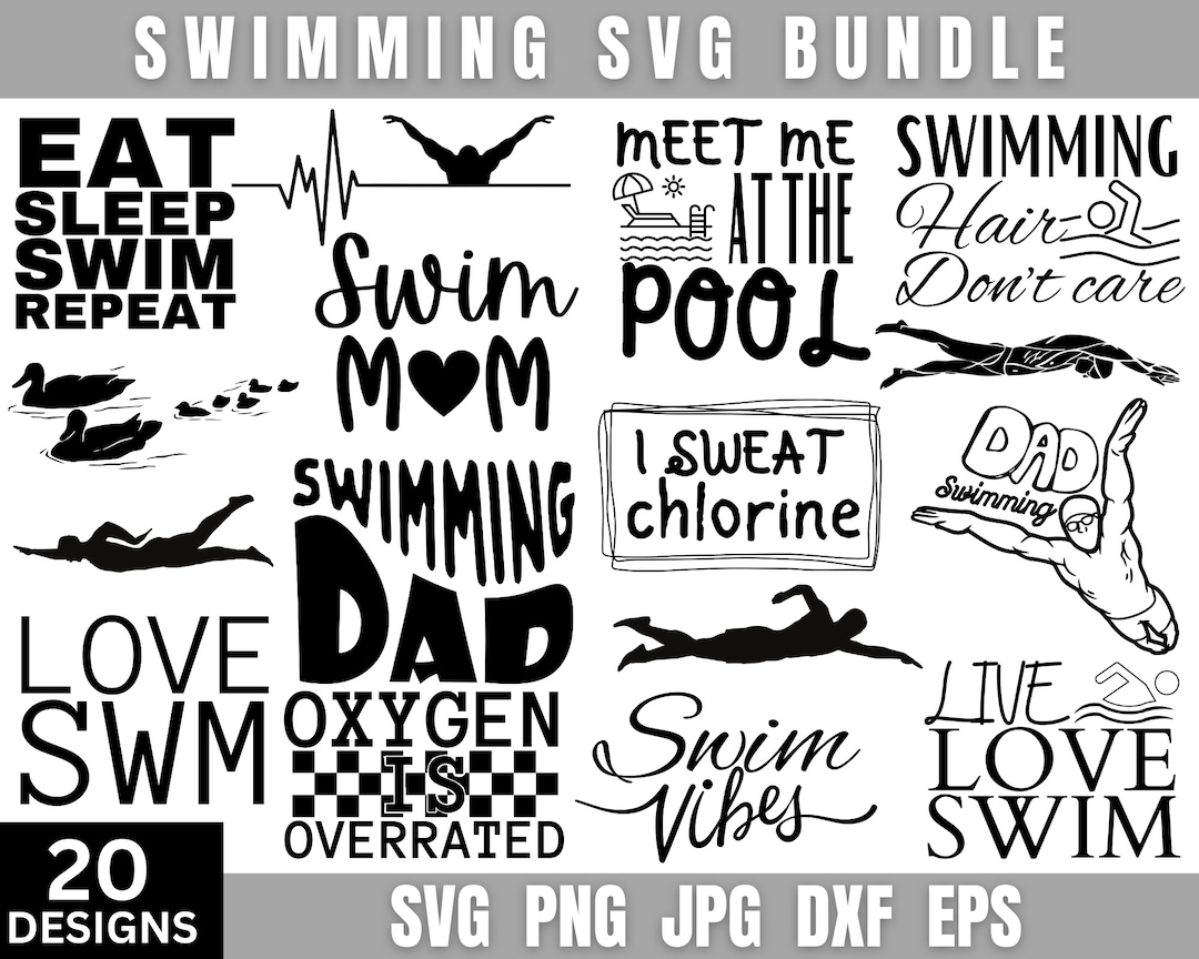20 Swimming Svg Files, Svg Bundle, Swimming Dxf, Swimming Png, Digital ...
