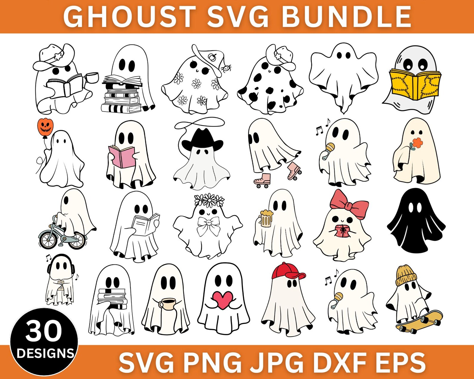Halloween Svg Bundle, Ghost Halloween Svg, Spooky Season Svg, Halloween ...