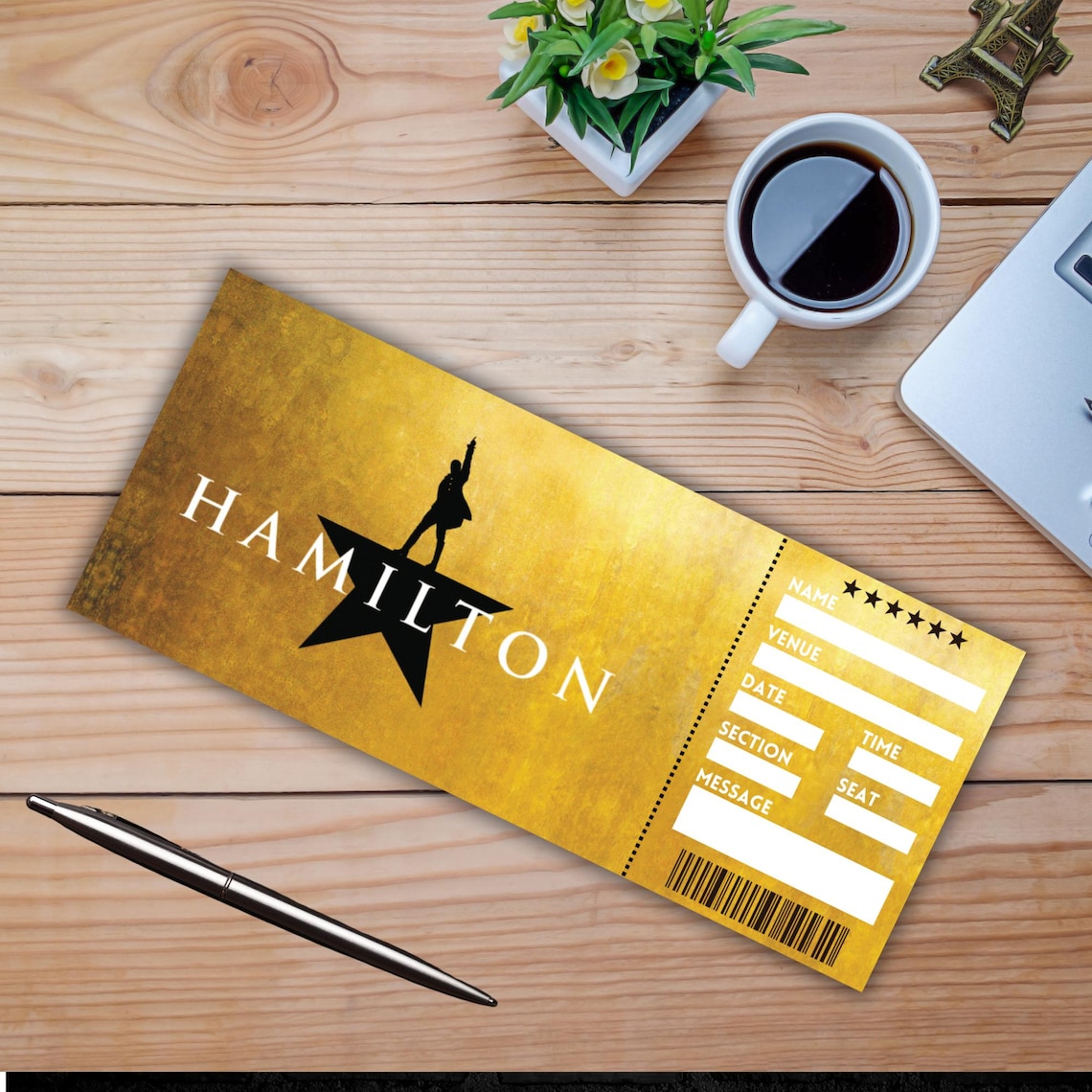Editable Hamilton Broadway Surprise Ticket Template, Birthday Gift ...