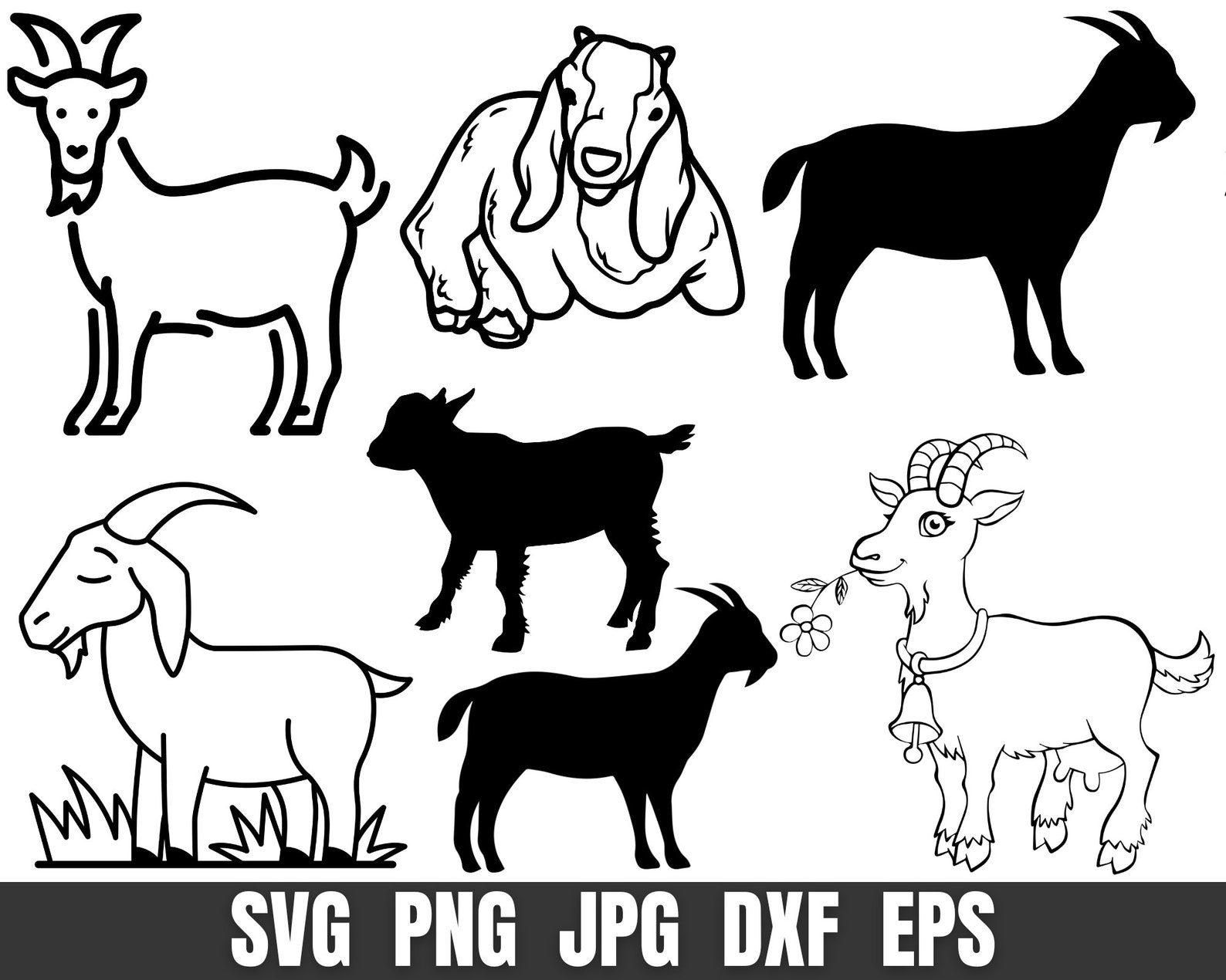 Goat Svg Bundle, Goat Png Bundle, Goat Clipart, Farm Animals Svg, Goat ...
