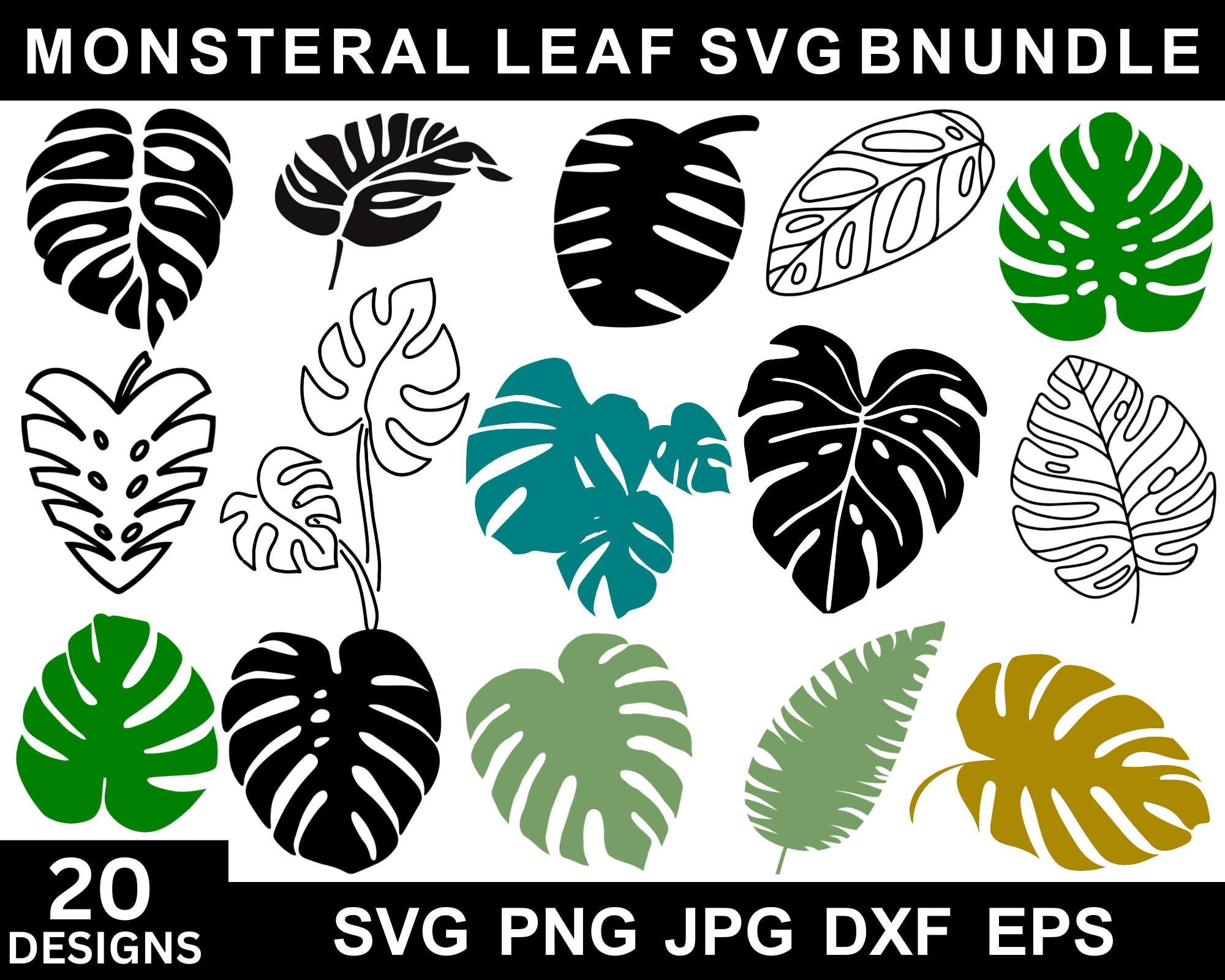 Monstera Leaf Svg Bundle Monstera Png Tropical Leaves Svg - Etsy
