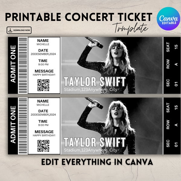 Concert Ticket Template - Etsy