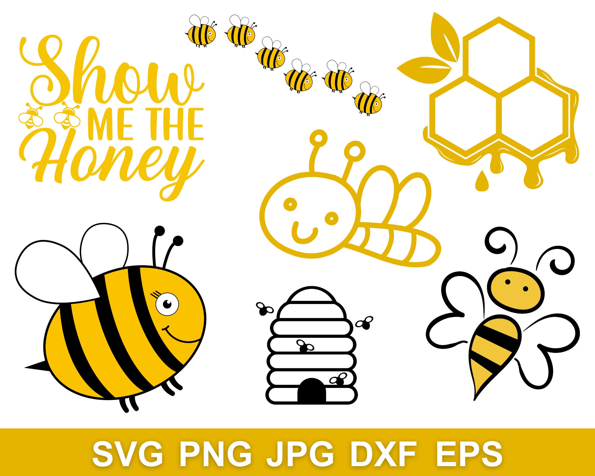 Bee Svg Bundle, Bee Png Bundle, Bee Cut Files, Honeycomb Svg, Bee ...
