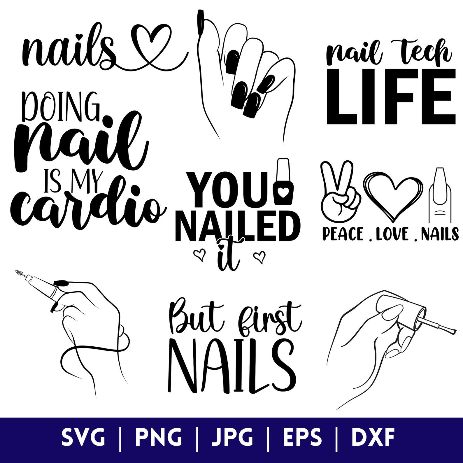 Nail Tech SVG Bundle, Nail Artist SVG, Nail Polish Png, Girl Hand Svg ...