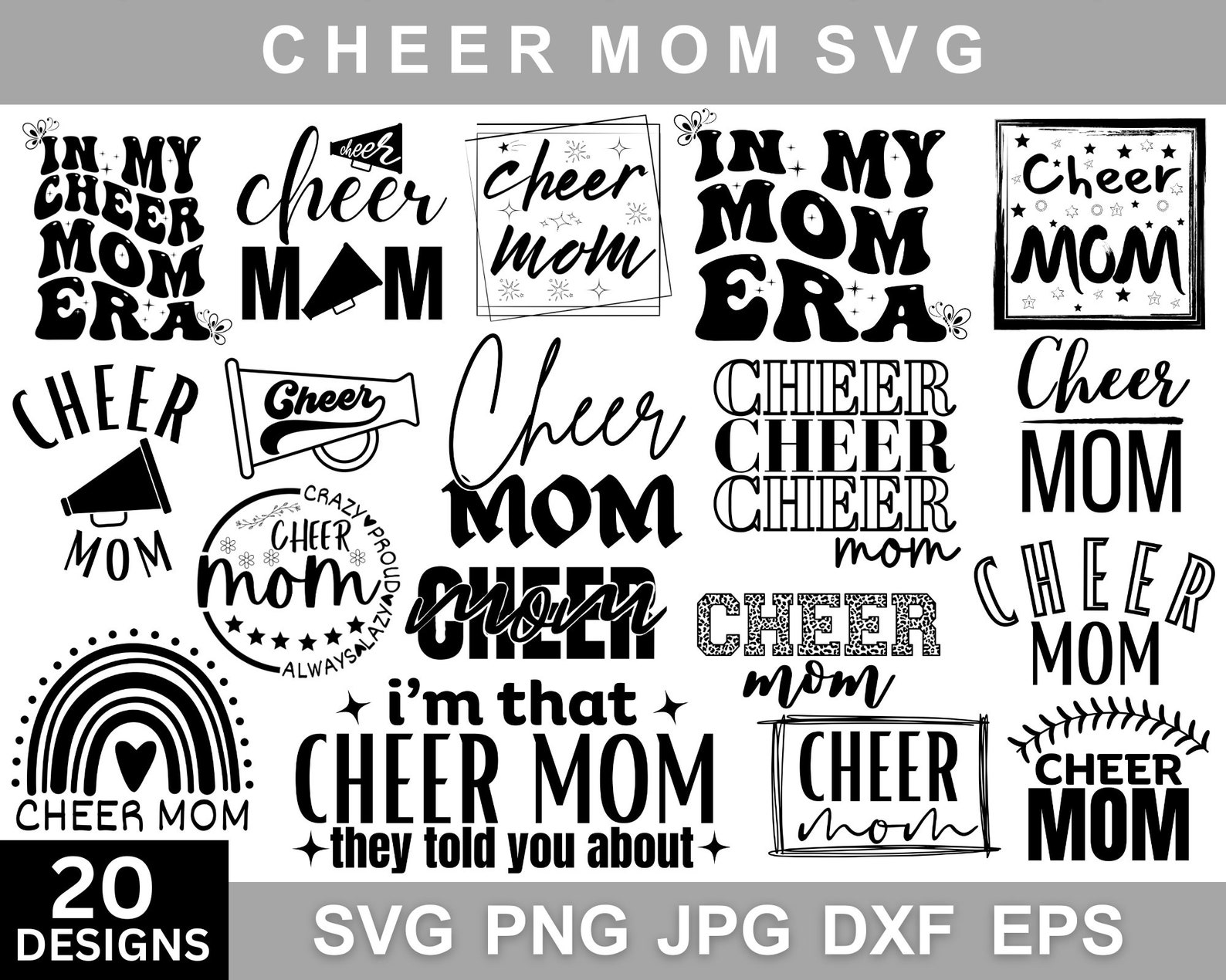 Cheer Mom Svg Bundle, Cheer Mom Png, Cheer Mom Dxf, Cheerleader Svg ...