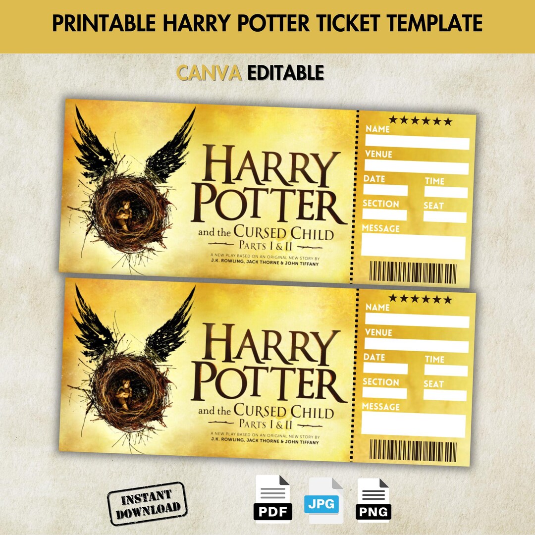 Editable Cursed Child Surprise Ticket Template, Event Gift Ticket, Cursed Child Broadway ...