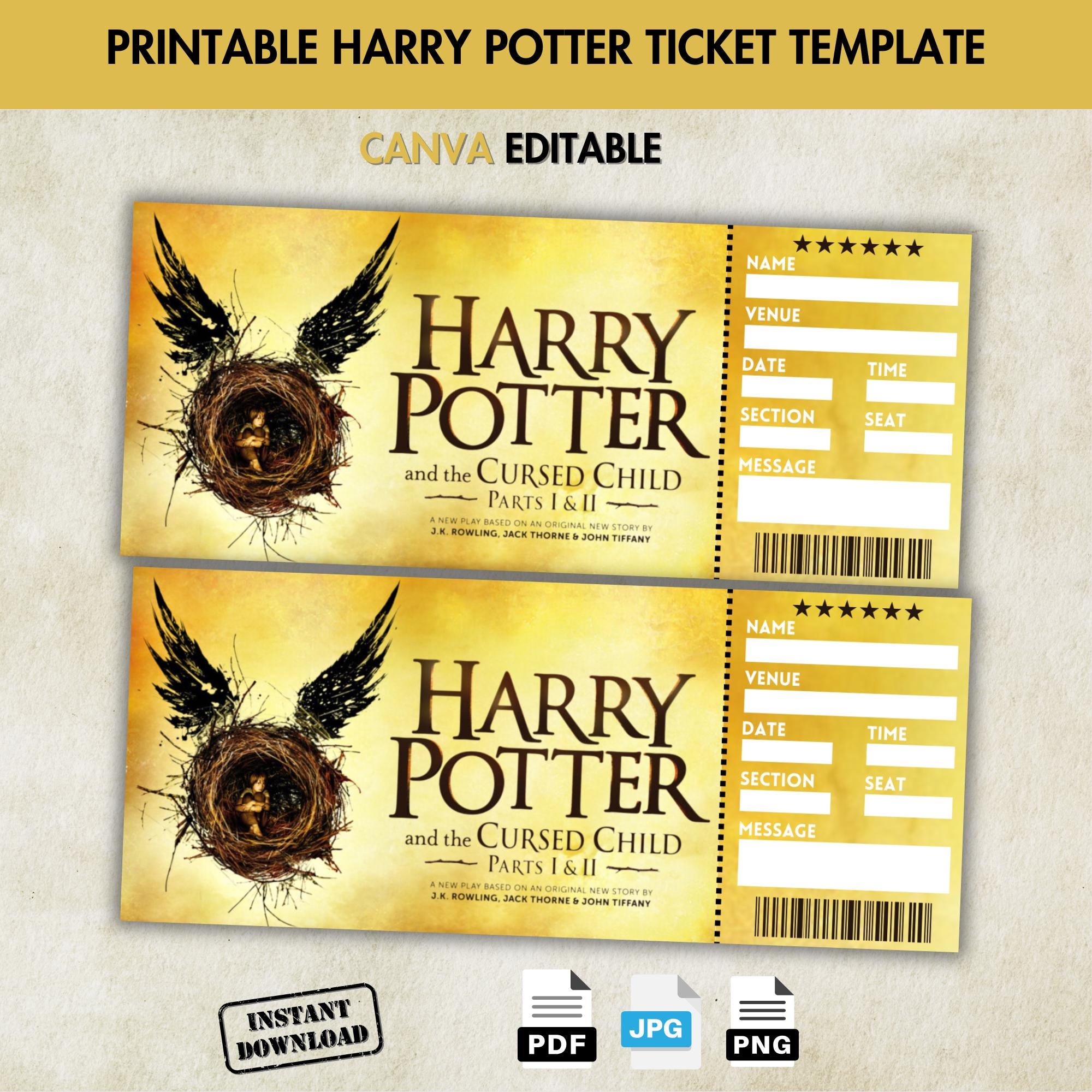 Editable Cursed Child Surprise Ticket Template, Event Gift Ticket ...