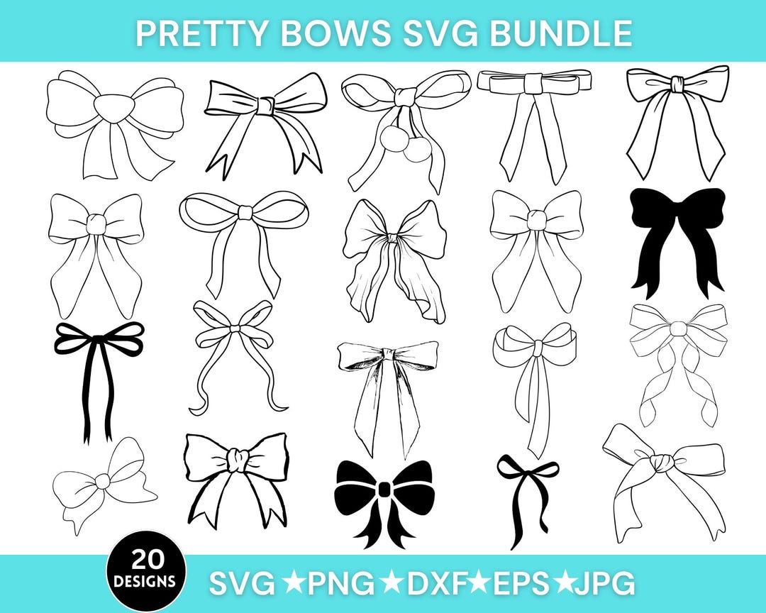Pretty Ribbon Coquette Bow Svg Png Bundle, Ribbon Bow Svg, Ribbon Svg ...