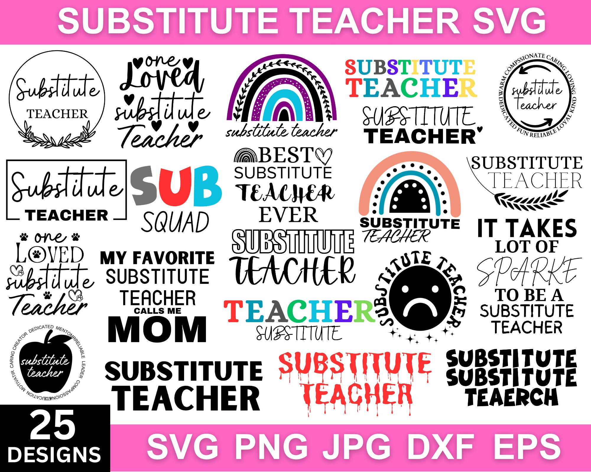 Substitute Teacher Svg, Substitute Teacher Clipart, Back to School Svg ...