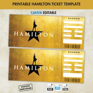 Editable Hamilton Broadway Surprise Ticket Template, Birthday Gift, Musical Theatre Faux Ticket ...
