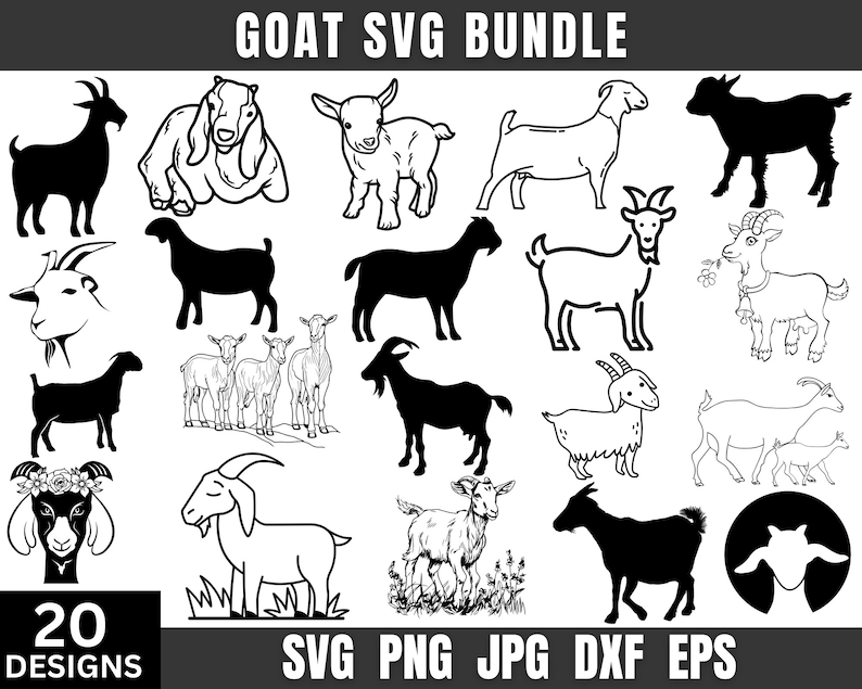 Goat Svg Bundle, Goat Png Bundle, Goat Clipart, Farm Animals Svg, Goat ...