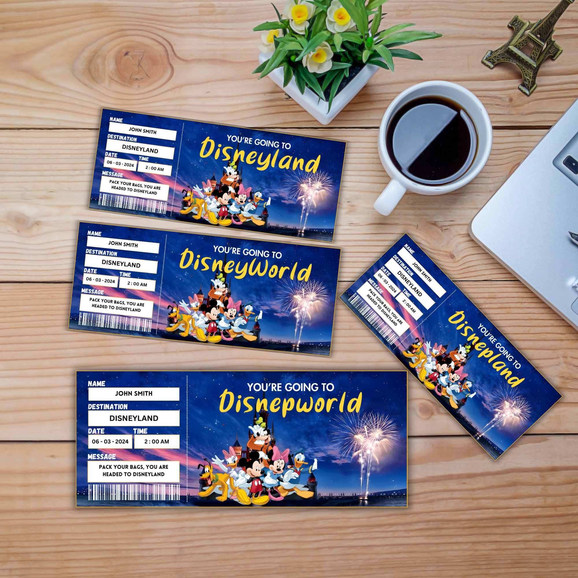 Printable Disneyland Surprise Ticket, Disneyworld Ticket, Surprise ...