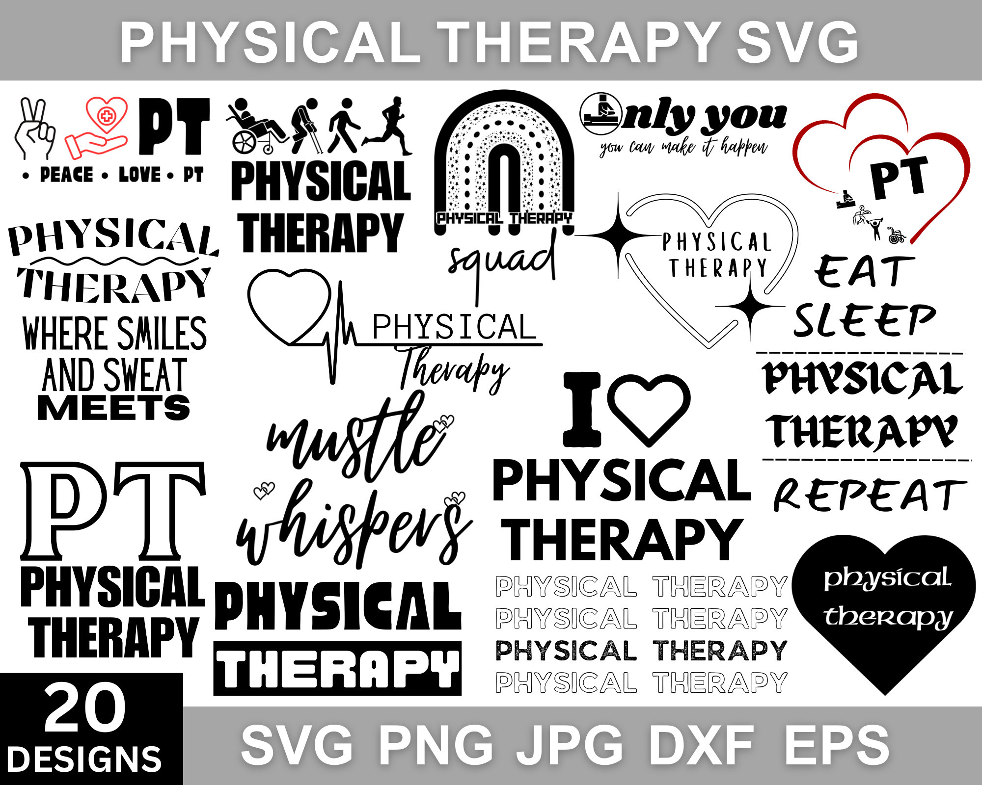 Physical Therapy Svg Bundle, Physical Therapy Png, Physical Therapist ...