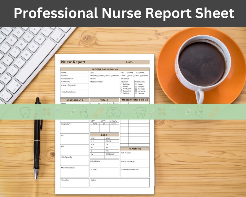 Nursing Report Sheet, Nurse Brain Sheet, Nurse Report Sheet, Rn Report ...