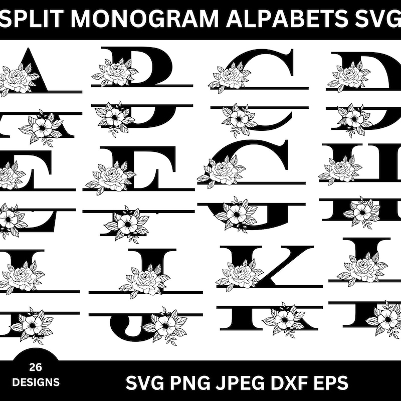 B Split Letter Monogram - Etsy