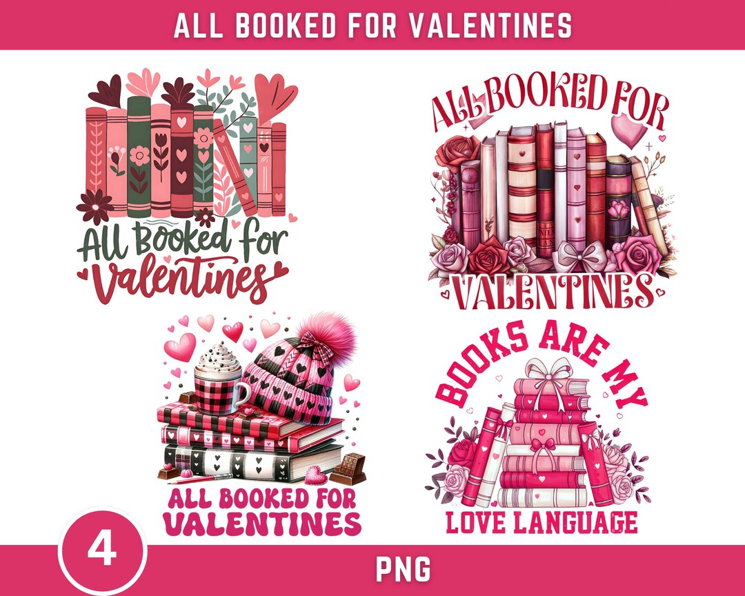 Valentine Book Lover Png Bundle, Books Are My Love Language Png ...