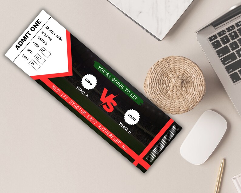 Custom Football Game Ticket Template, Printable Ticket, Surprise Ticket ...
