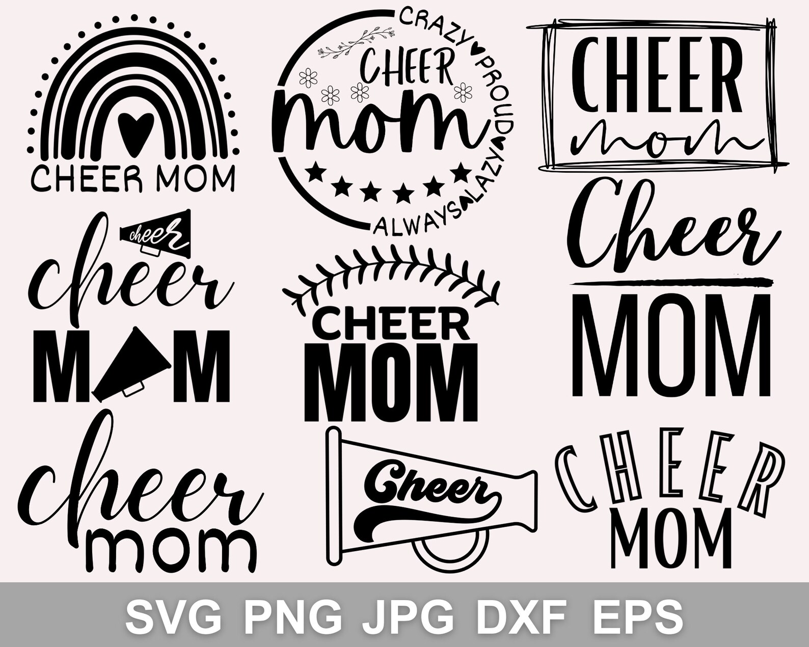 Cheer Mom Svg Bundle, Cheer Mom Png, Cheer Mom Dxf, Cheerleader Svg ...