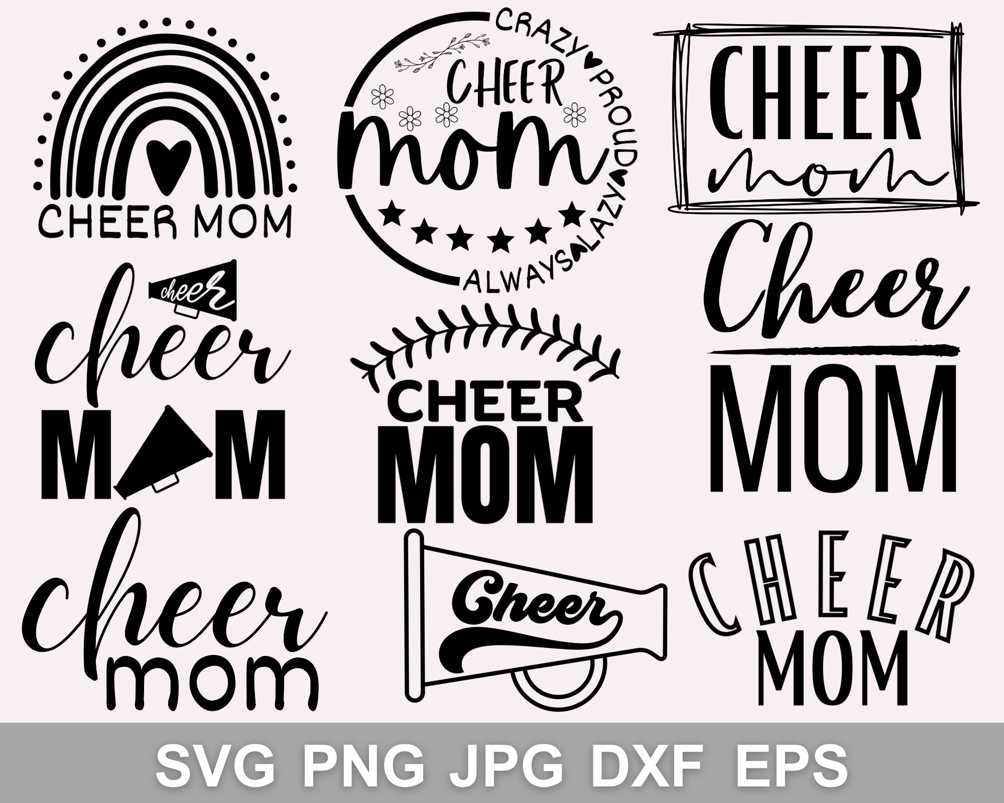 Cheer Mom Svg Bundle, Cheer Mom Png, Cheer Mom Dxf, Cheerleader Svg ...