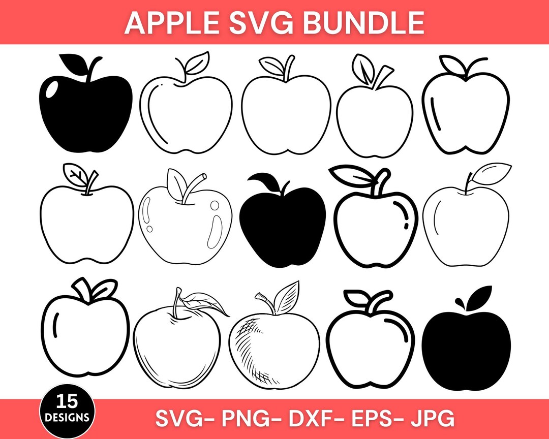 Apple Svg Bundle, Apple Fruit Svg, Apple Png, Apple Dxf, Apple Cut File ...