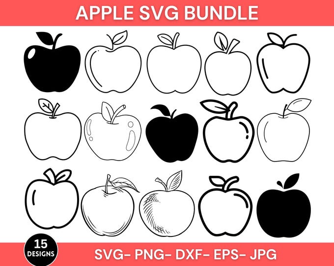 Apple Outline Svg, Fruit Svg, Apple Monogram Svg, Apple Png, Apple ...