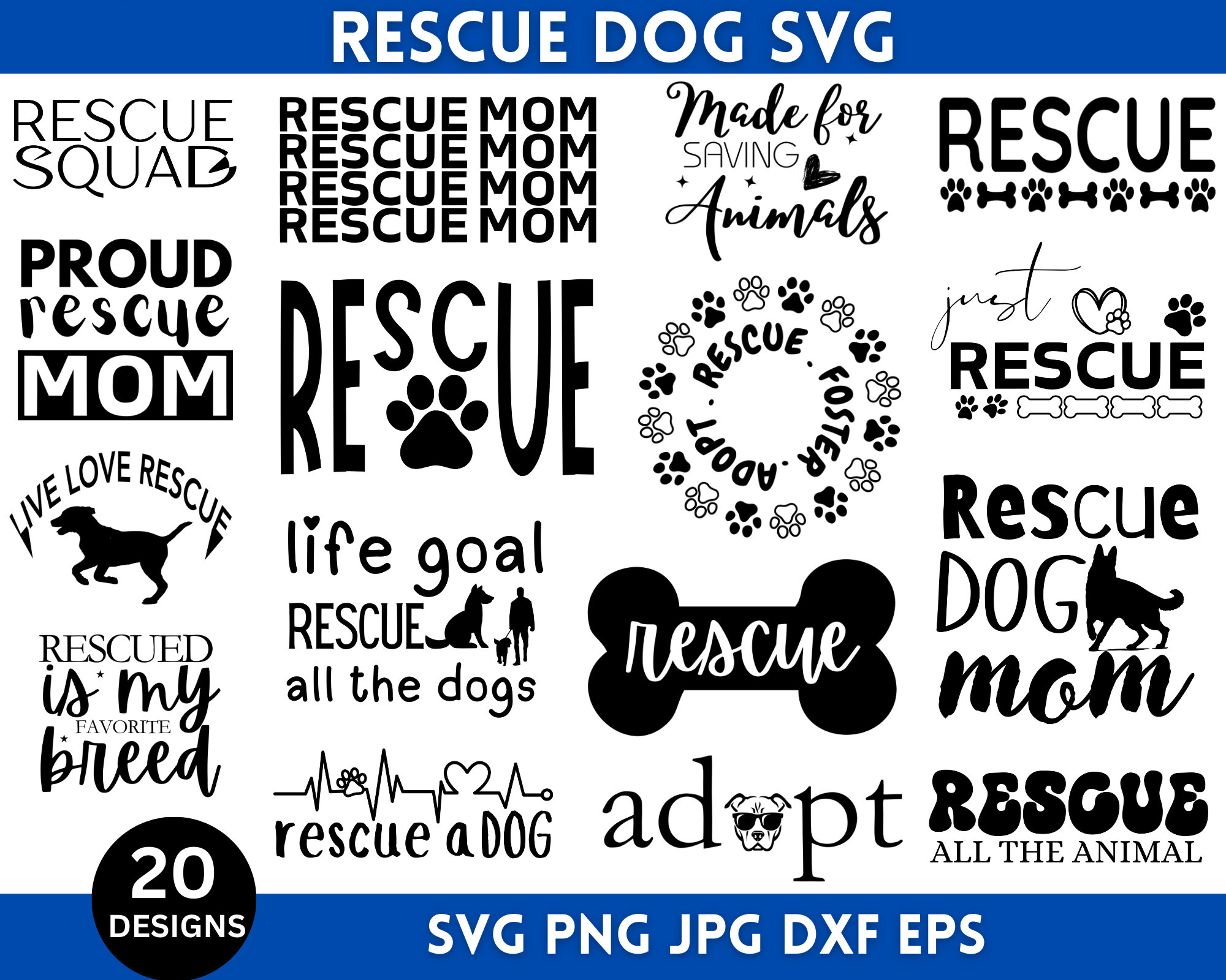 Rescue Dog Svg Png Bundle, Rescue Dog Quote Svg, Dog Lover Svg, Rescue ...