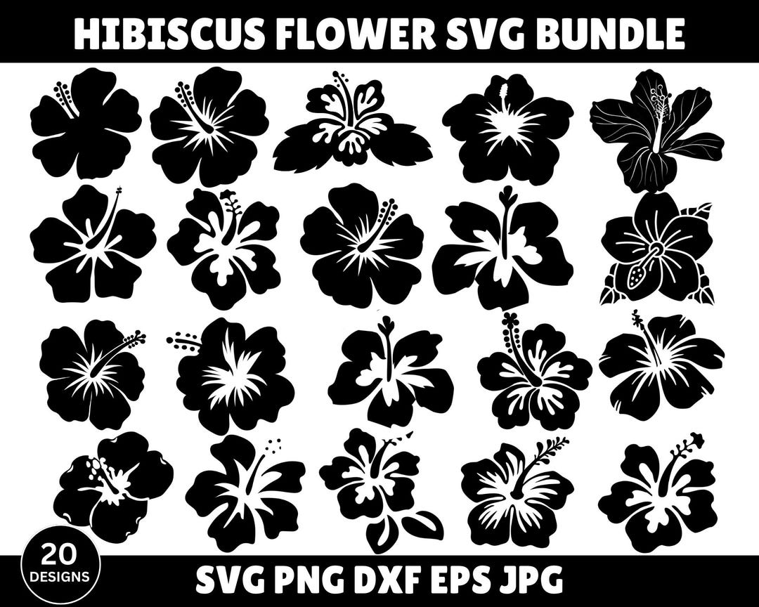 Hibiscus Flowers Svg Bundle, Hibiscus Svg Png, Flowers Svg, Hibiscus ...