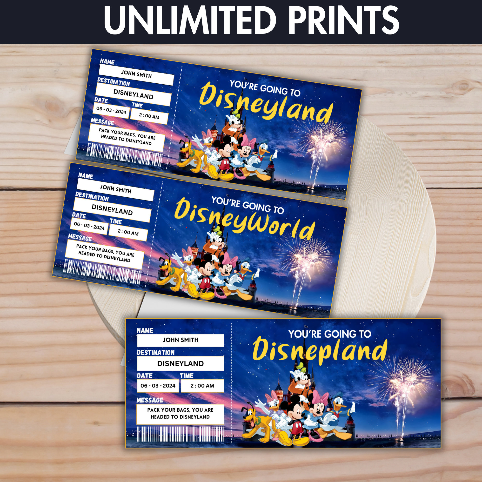 Printable Disneyland Surprise Ticket, Disneyworld Ticket, Surprise ...