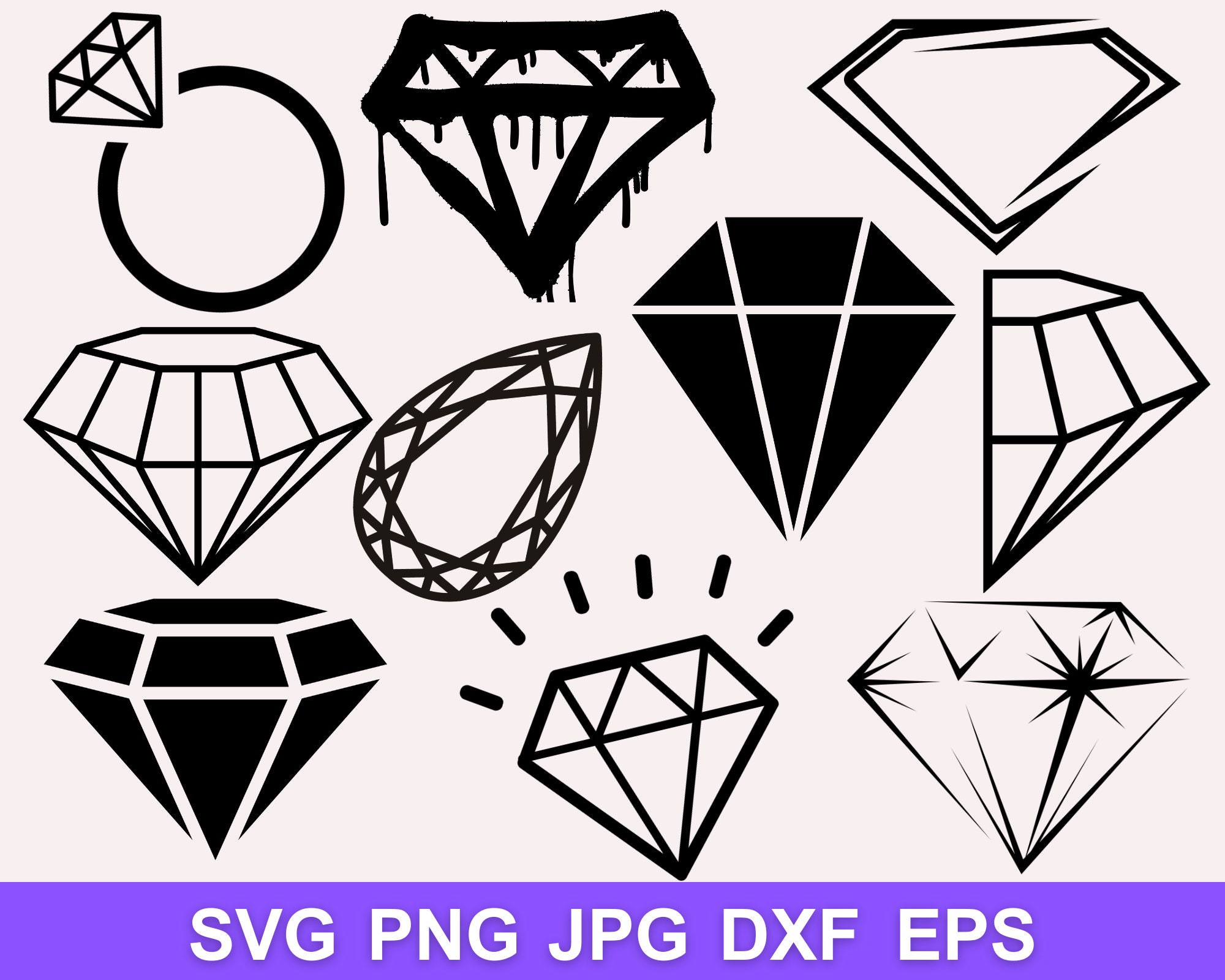 Diamond Svg Bundle, Diamond Png, Diamond Dxf, Diamond Svg, Diamonds ...