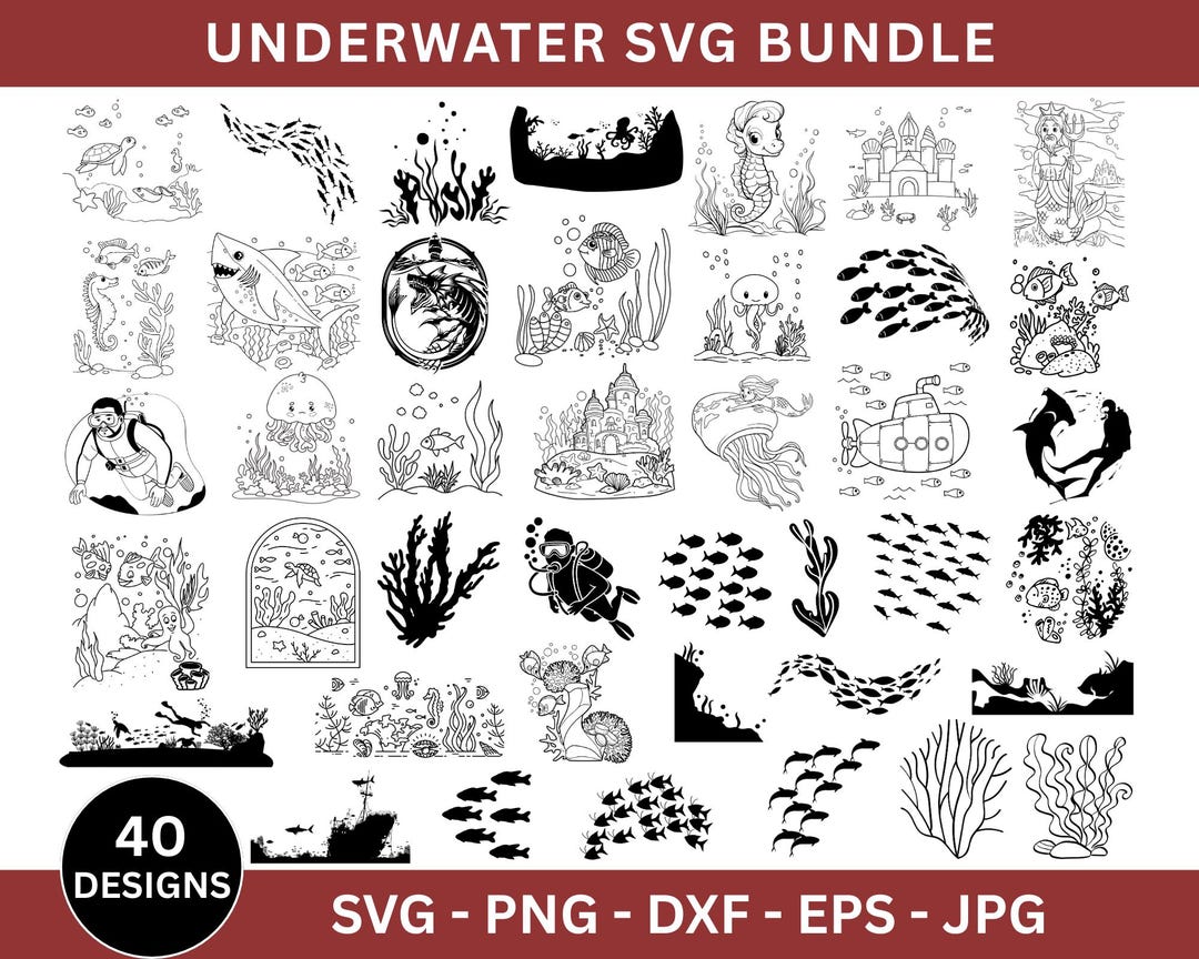 Underwater Svg Bundle, Underwater Scene Svg, Underwater Landscape ...