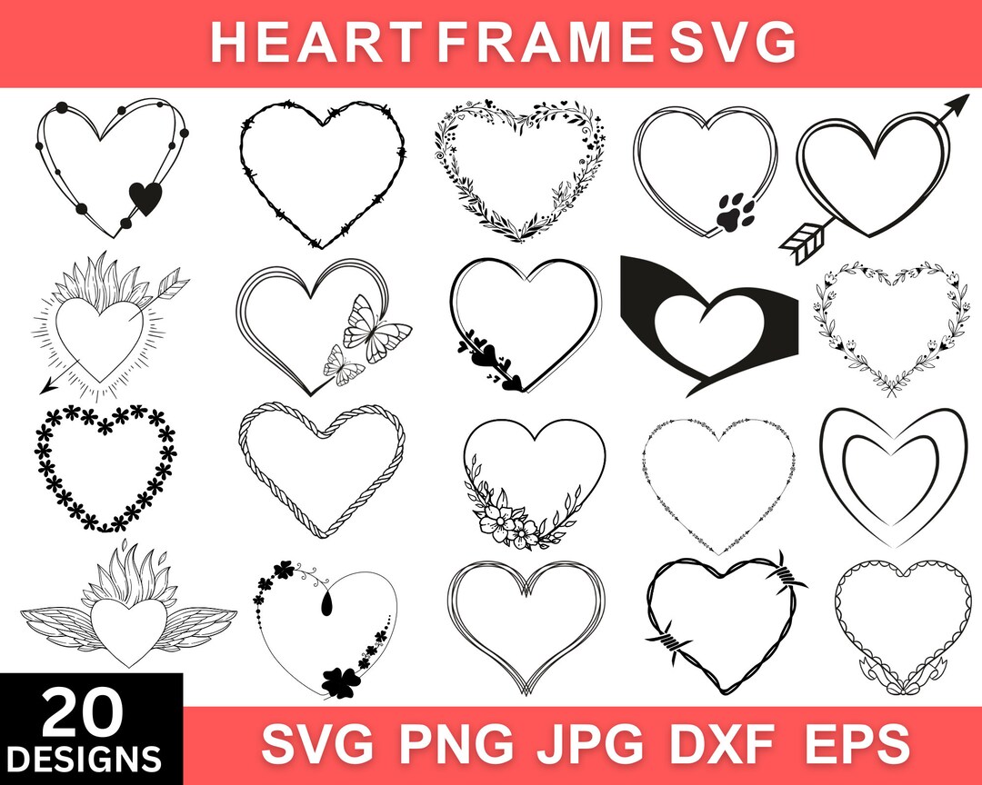 Heart Frame Svg, Valentine Frame Svg, Gift for Her, Romantic Circle ...