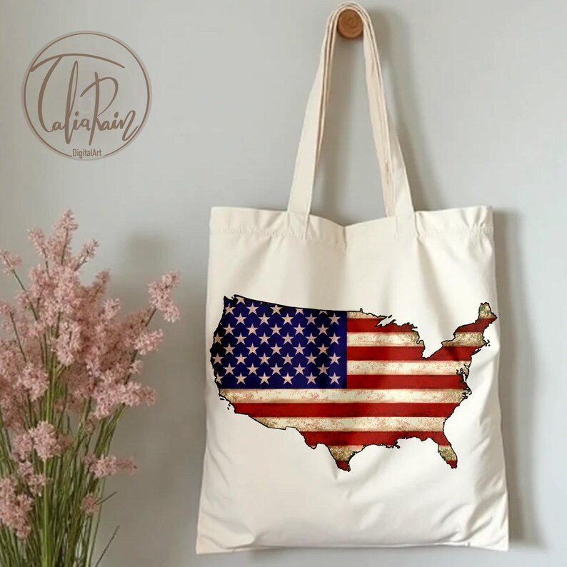 Rustic America Flag Map PNG: Patriotic Sublimation Design (digital ...