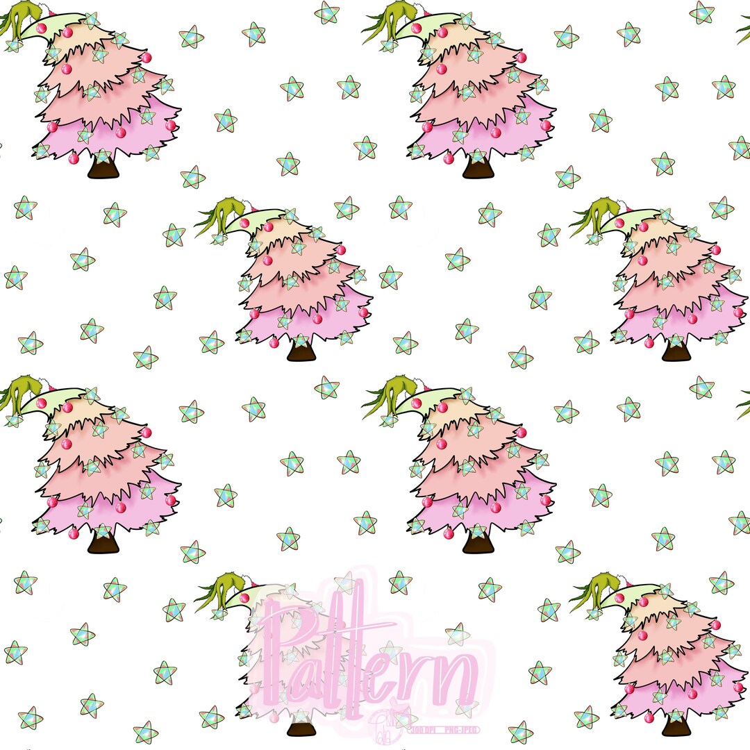 Pink Christmas Tree Seamless Pattern | PNG & JPEG Digital Download ...