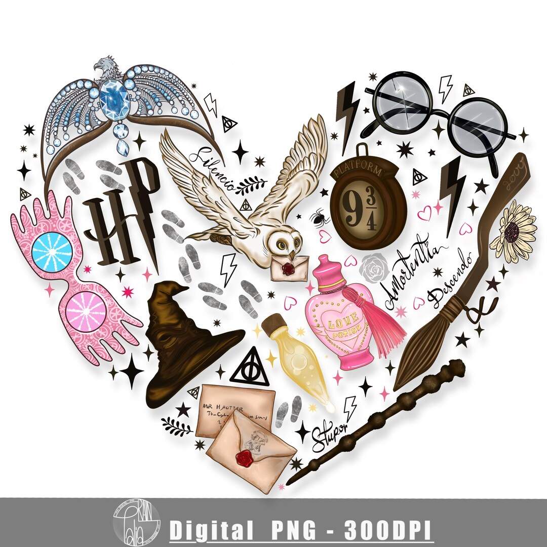 Wizard-themed Valentine Clipart PNG Magical Love Heart Magical ...