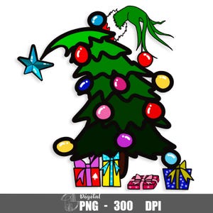Grinch Christmas Tree PNG: Grinchy Xmas Design (digital PNG) - Etsy