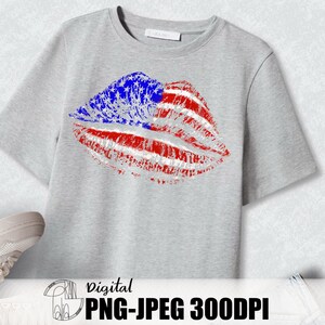 American Flag Kiss Sublimation PNGJPEG Digital, American Lips, Freedom ...