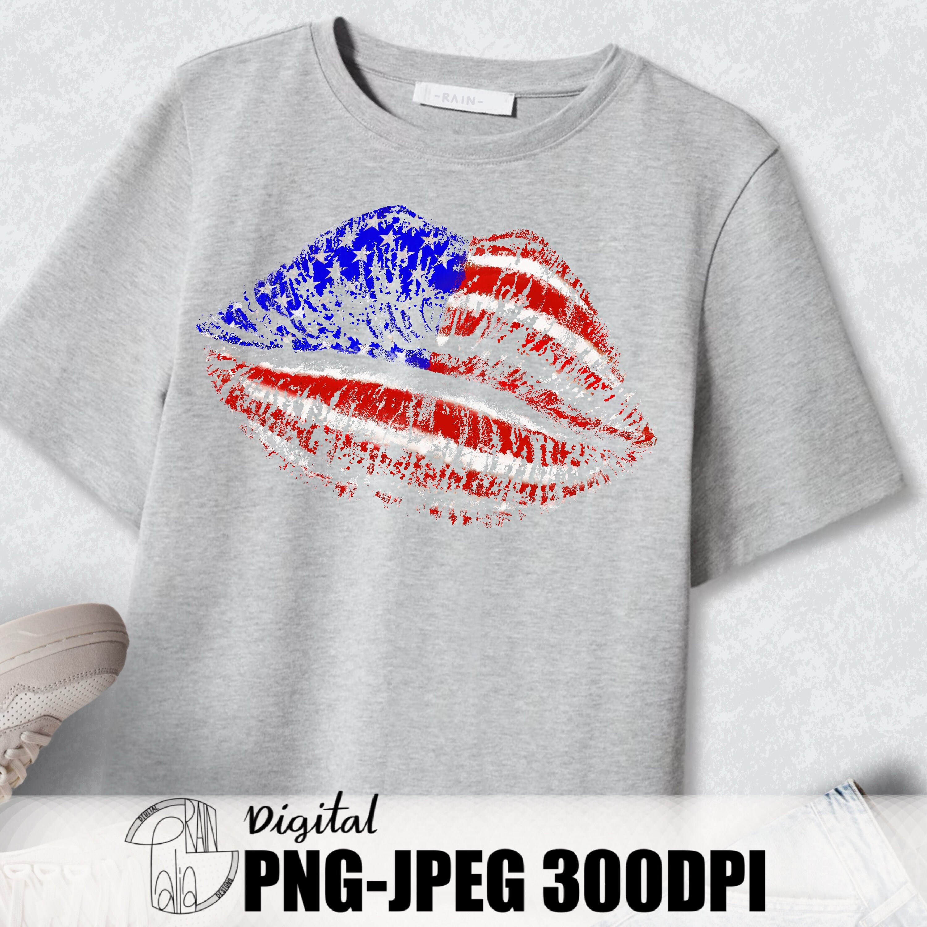 American Flag Kiss Sublimation PNGJPEG Digital, American Lips, Freedom ...