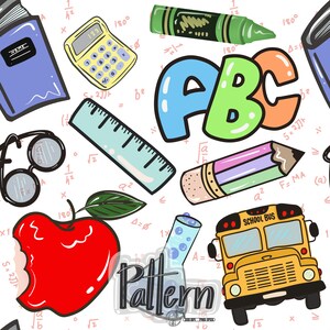 Hand Drawn Back to School Seamless Pattern - Cute Digital Paper PNG ...