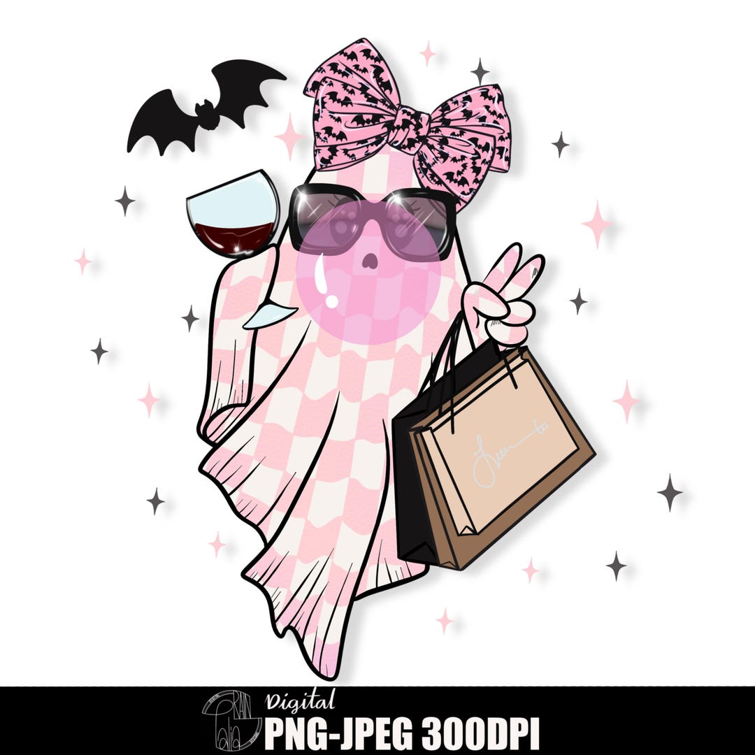 Cute Ghost Blowing Bubble Clipart PNG| Cute Girly Ghost Sheet, Coquette ...
