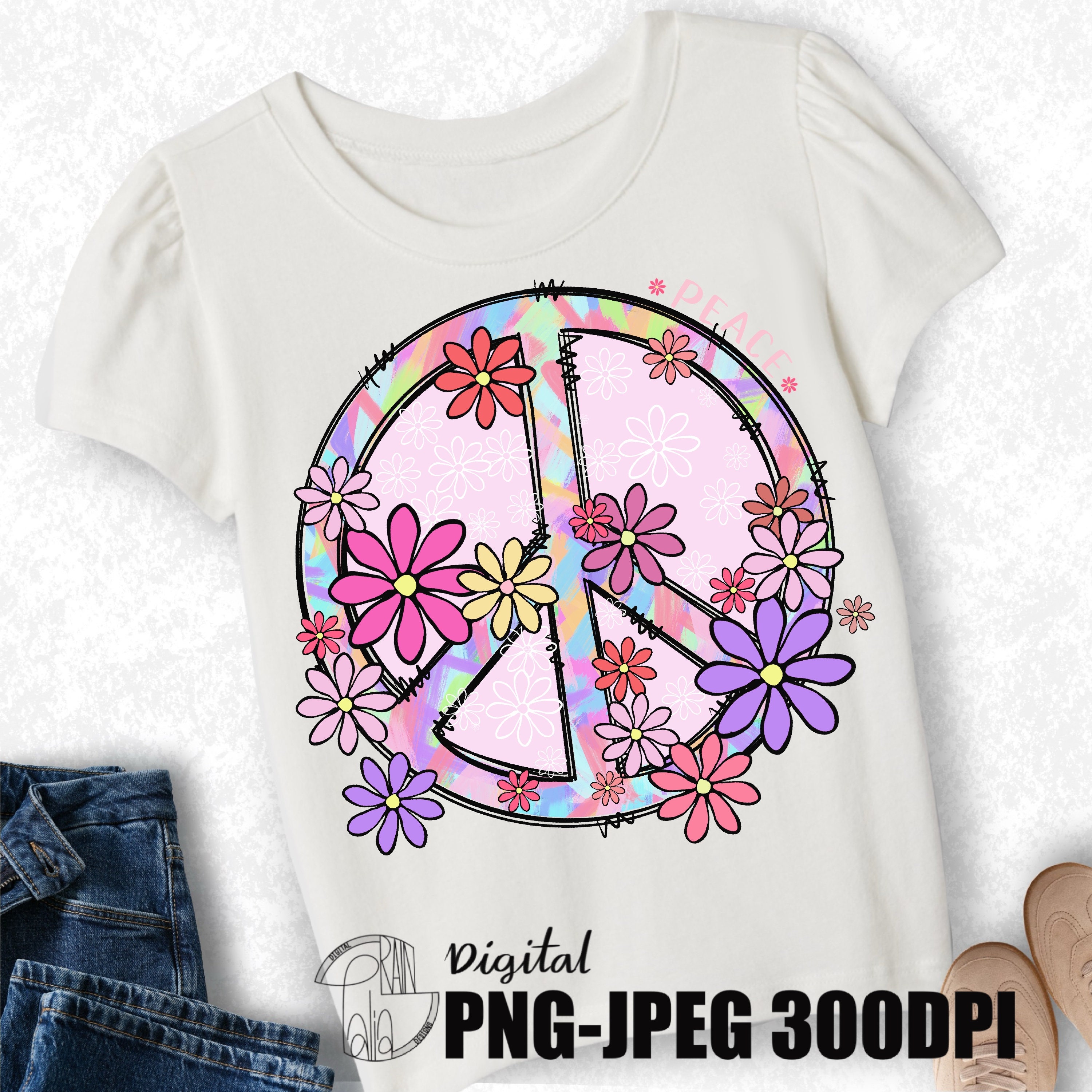 Retro Peace Sign Sublimations PNG JPEG Digital Download Retro Peace ...