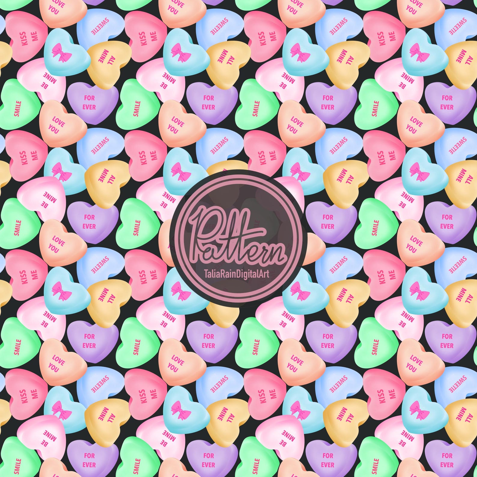 Conversation Candy Hearts Seamless Pattern PNG | JPEG Digital Download ...