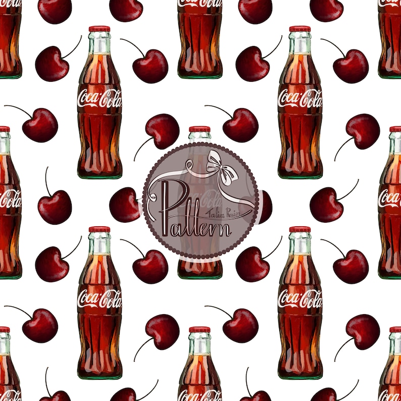 Coca Cola and Cherries Hand Drawn Seamless Design Pattern | PNG & JPEG ...