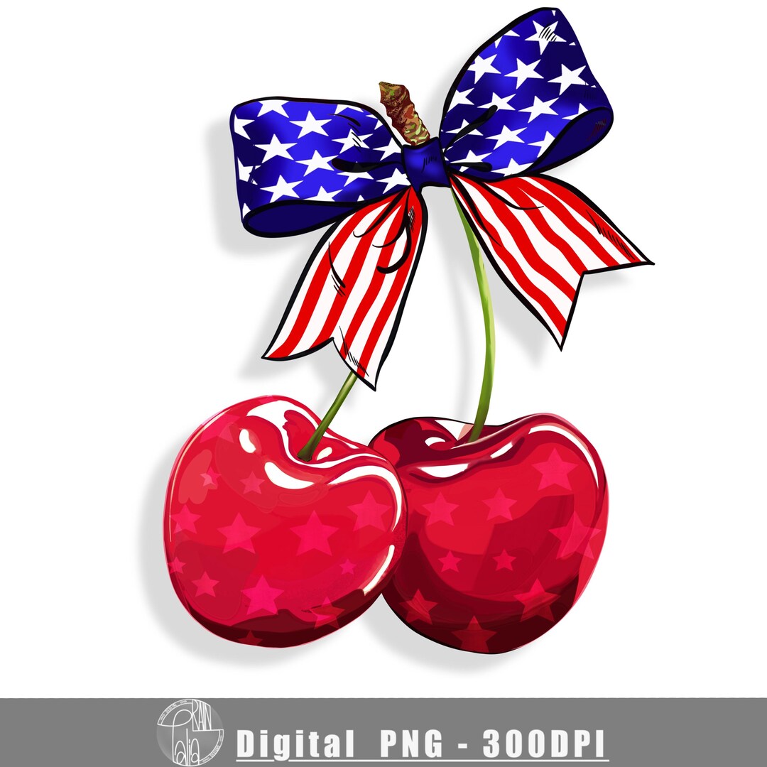 Patriotic Cherry Bow PNG Clipart: 4th of July Digital Art (300 DPI) - Etsy
